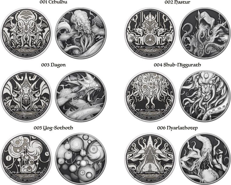 The Myth of Cthulhu Collectible Metal Coins 18 Lovecraftian Deities ...