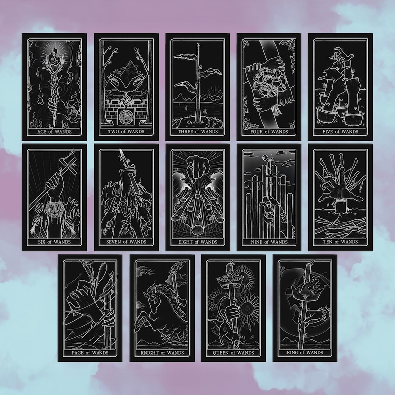 Tarot of Hand: Rider-waite for Advanced Readers, B&W Line Art, 3 ...