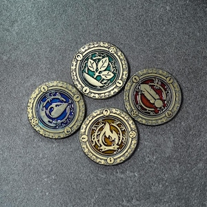 Four Elements Board Game Counters | Metal Alloy Tokens | Antique Gold ...