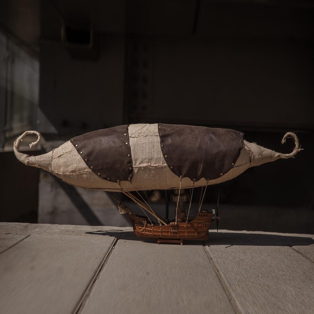 Handcrafted Steampunk Zeppelin Airship Model Dirigible Sculpture ...