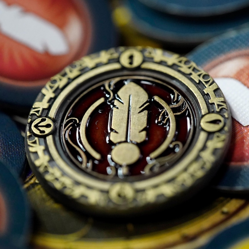 Four Elements Board Game Counters | Metal Alloy Tokens | Antique Gold ...