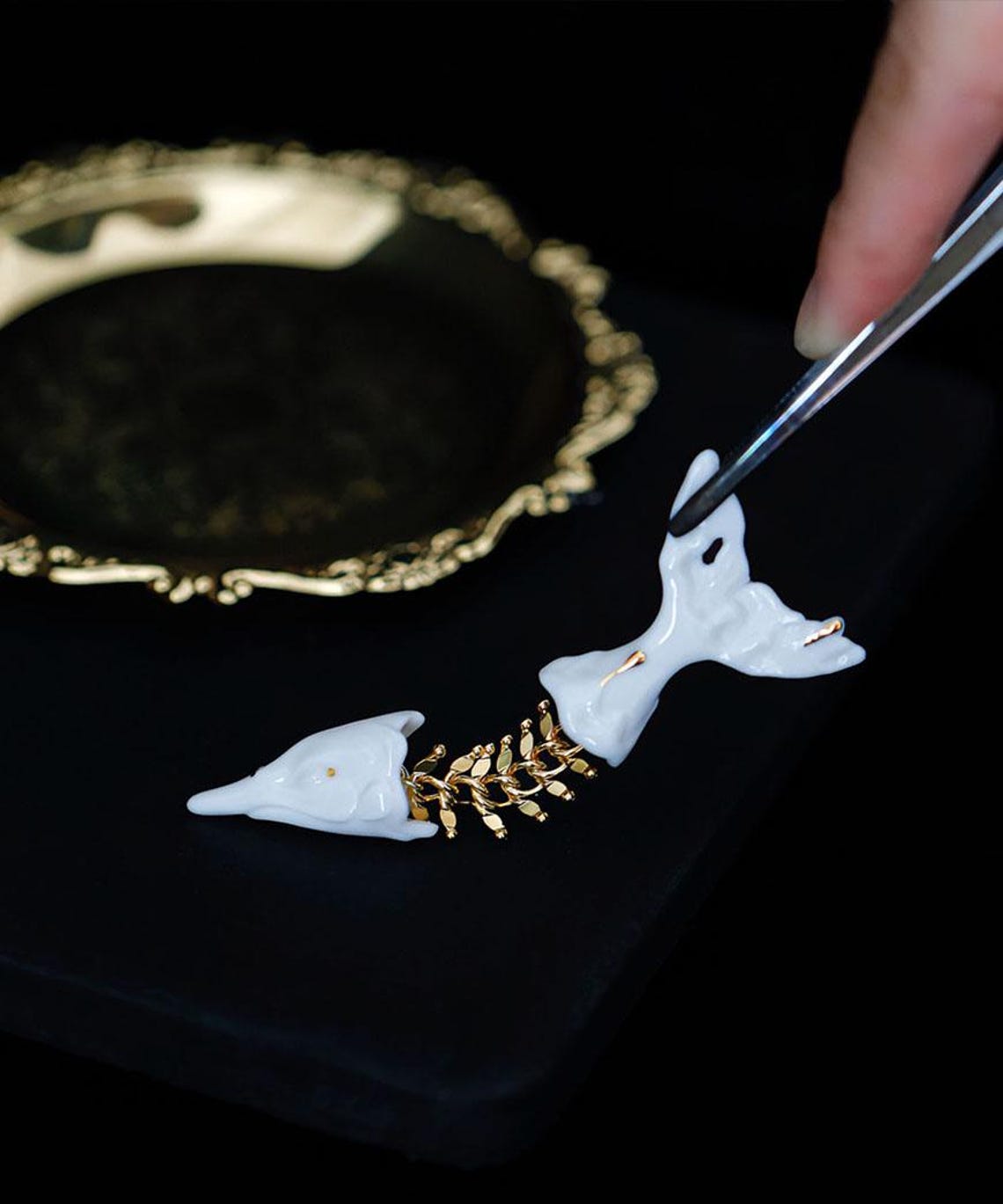YIHE Ceramic Brooches "fish, Bone, Fish" Handmade Jewelry Statement ...