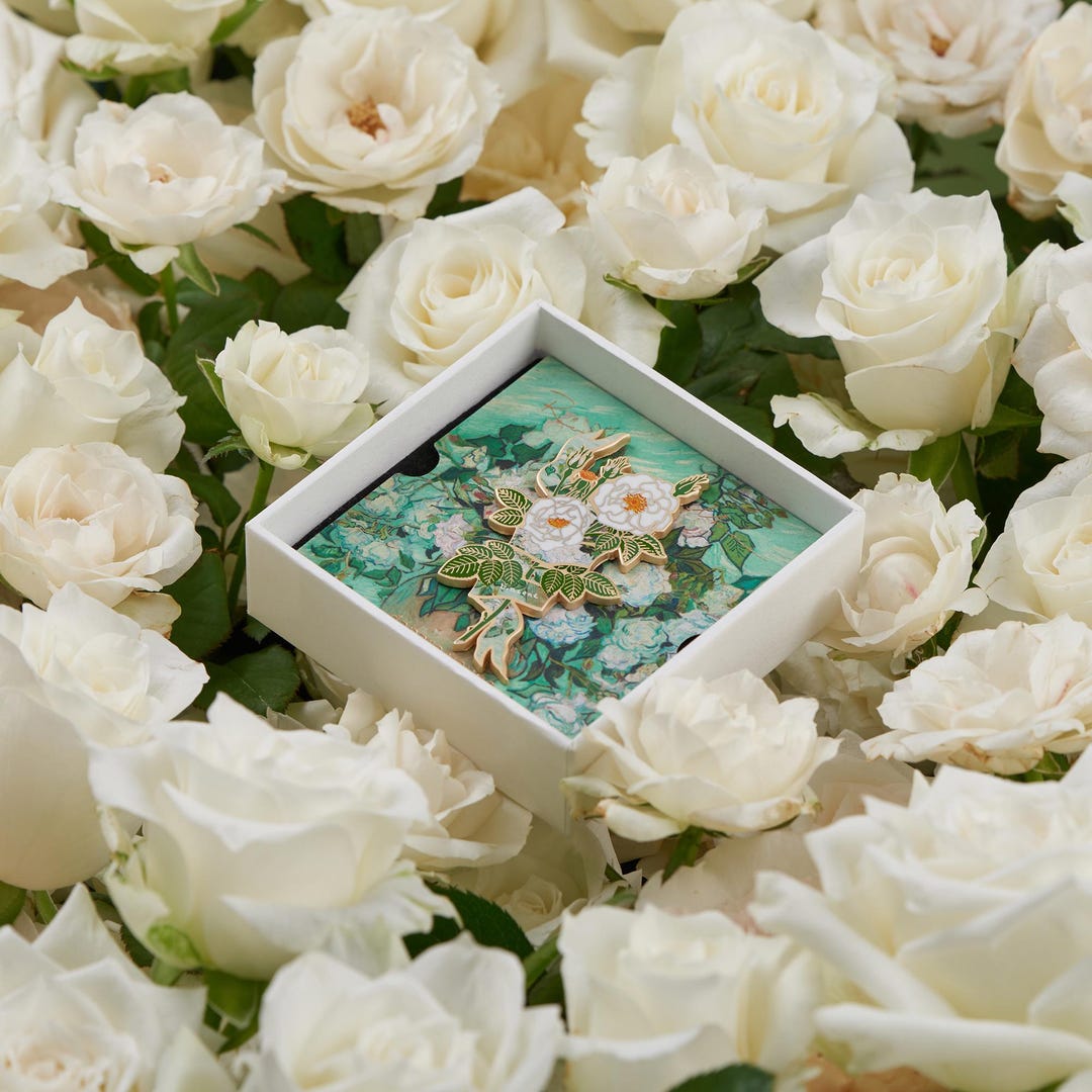 Daparo Enamel Pins "vincent's Garden - Pink Roses" Painting-inspired ...