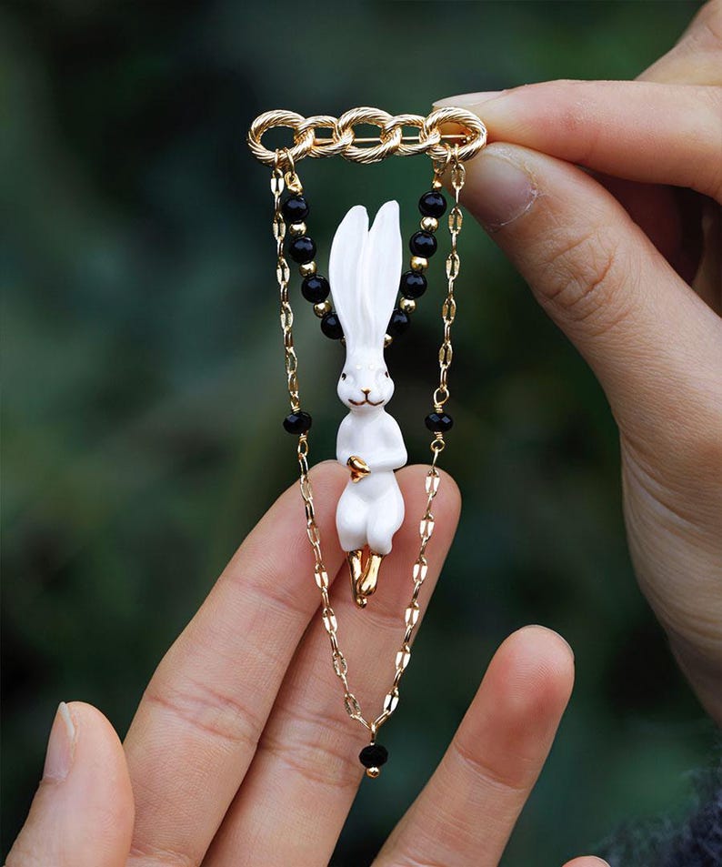 YIHE Ceramic Brooches "rabbit" (5 Styles) Handmade Jewelry Animal Love ...