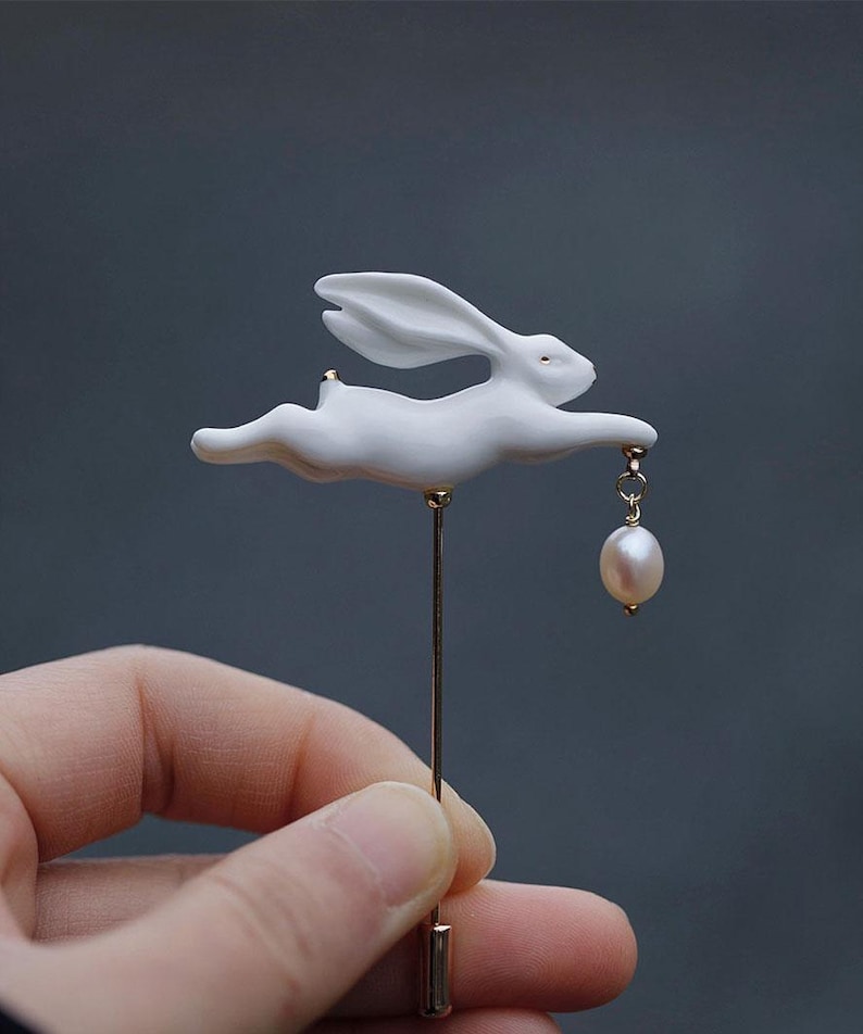 YIHE Ceramic Brooches "rabbit" (5 Styles) Handmade Jewelry Animal Love ...