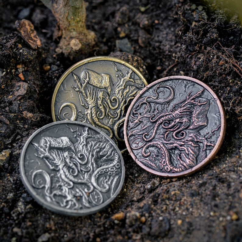 The Myth of Cthulhu Collectible Metal Coins Cthulhu - Etsy