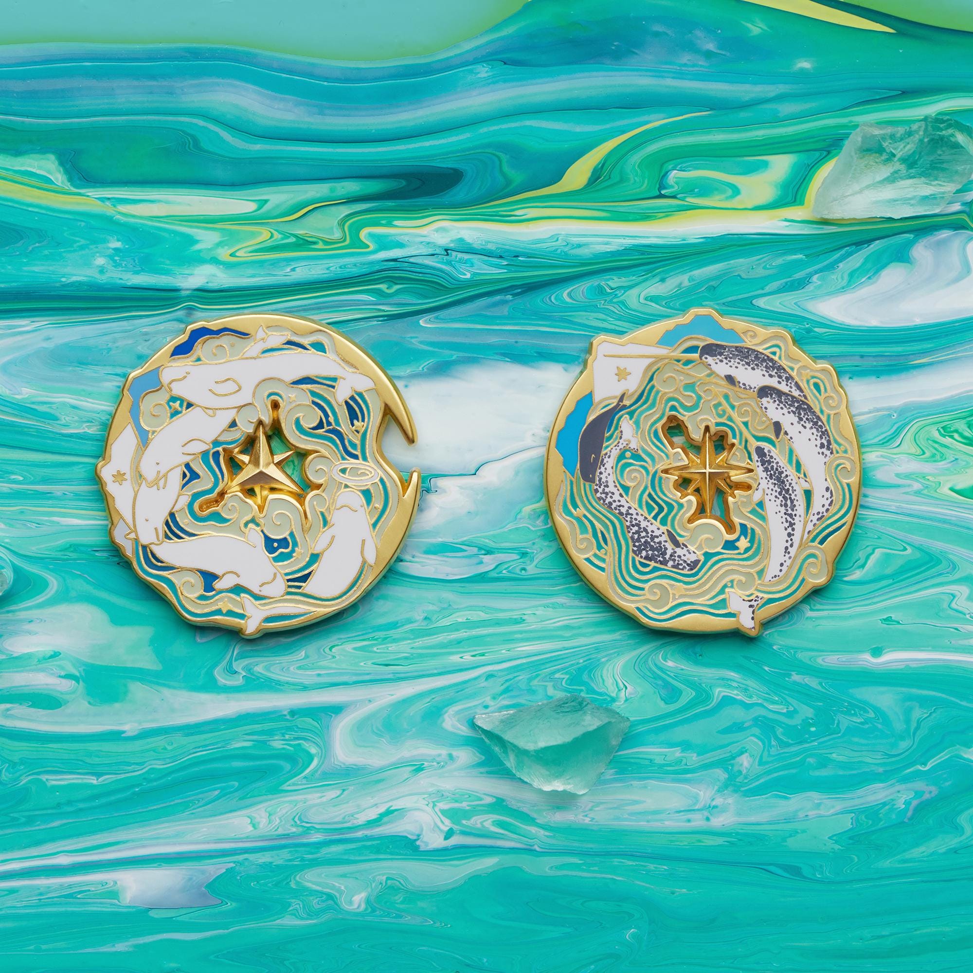 Daparo Glow-in-the-dark Enamel Pins "arctic Gemini" Beluga Whale ...
