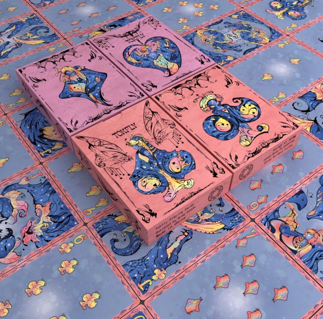 Starlight Butterfly Playing Cards Pink Blue Divine Nature Grotesque ...