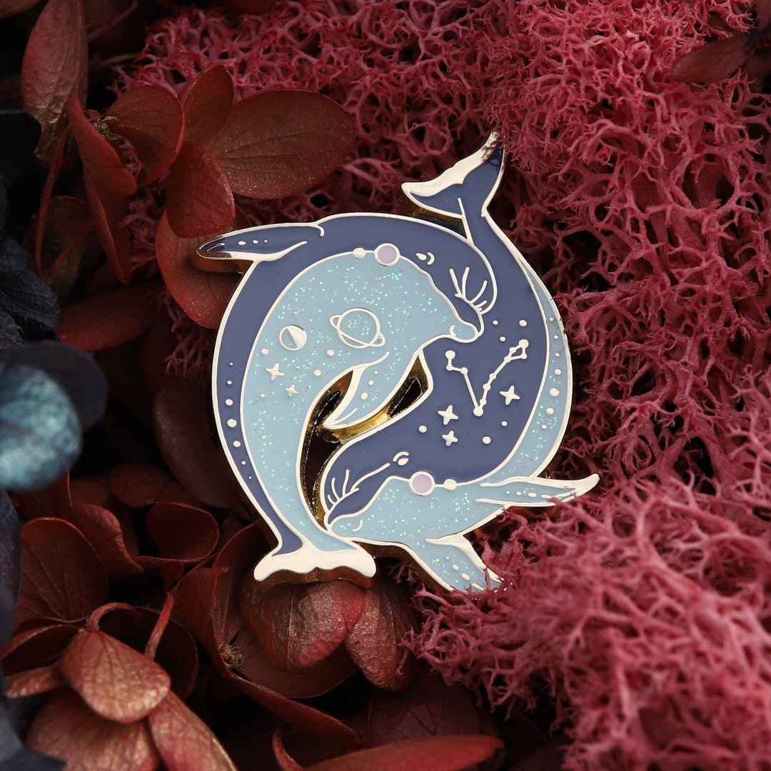Marine Zodiac Enamel Pin Pisces Dolphin Lapel, Astrology, Animal, Beach ...