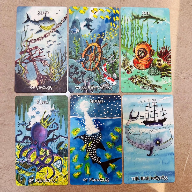 Deep Water Tarot Rider-waite 78 Aquatic Illustrations Mysterious ...