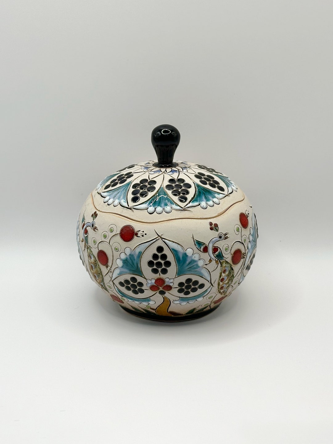 Luxurious Handmade Armenian Ornamental Peacock Pomegranate and Grape ...