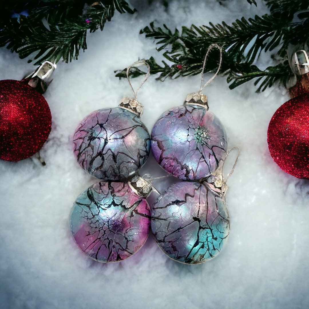 Christmas Bliss Stunning Hand-painted Christmas Bulbs Sealed in Resin ...
