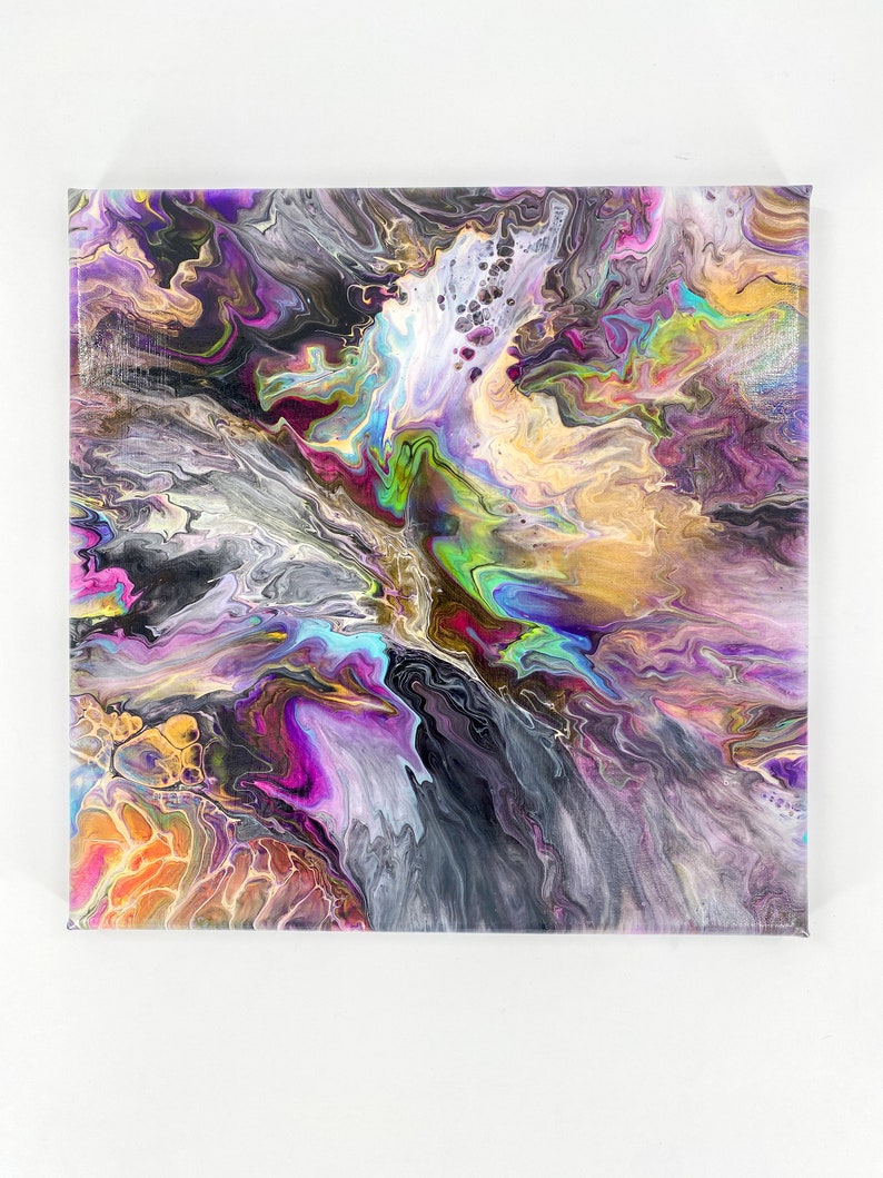NEW fantasia 12x12 Acrylic Pour Painting Stunning Array of Color and ...