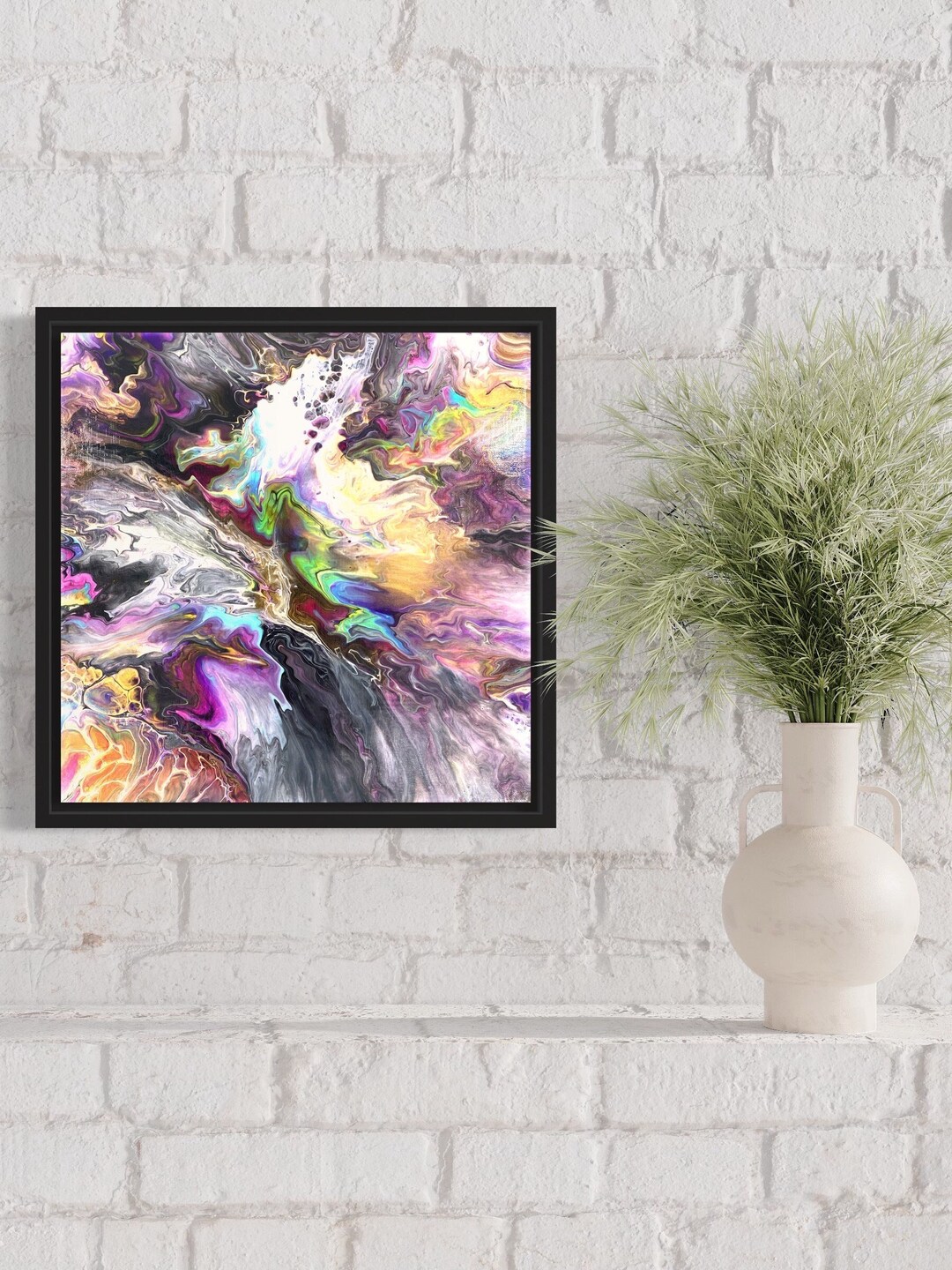 NEW "fantasia" 12x12" Acrylic Pour Painting! Stunning Array of Color ...