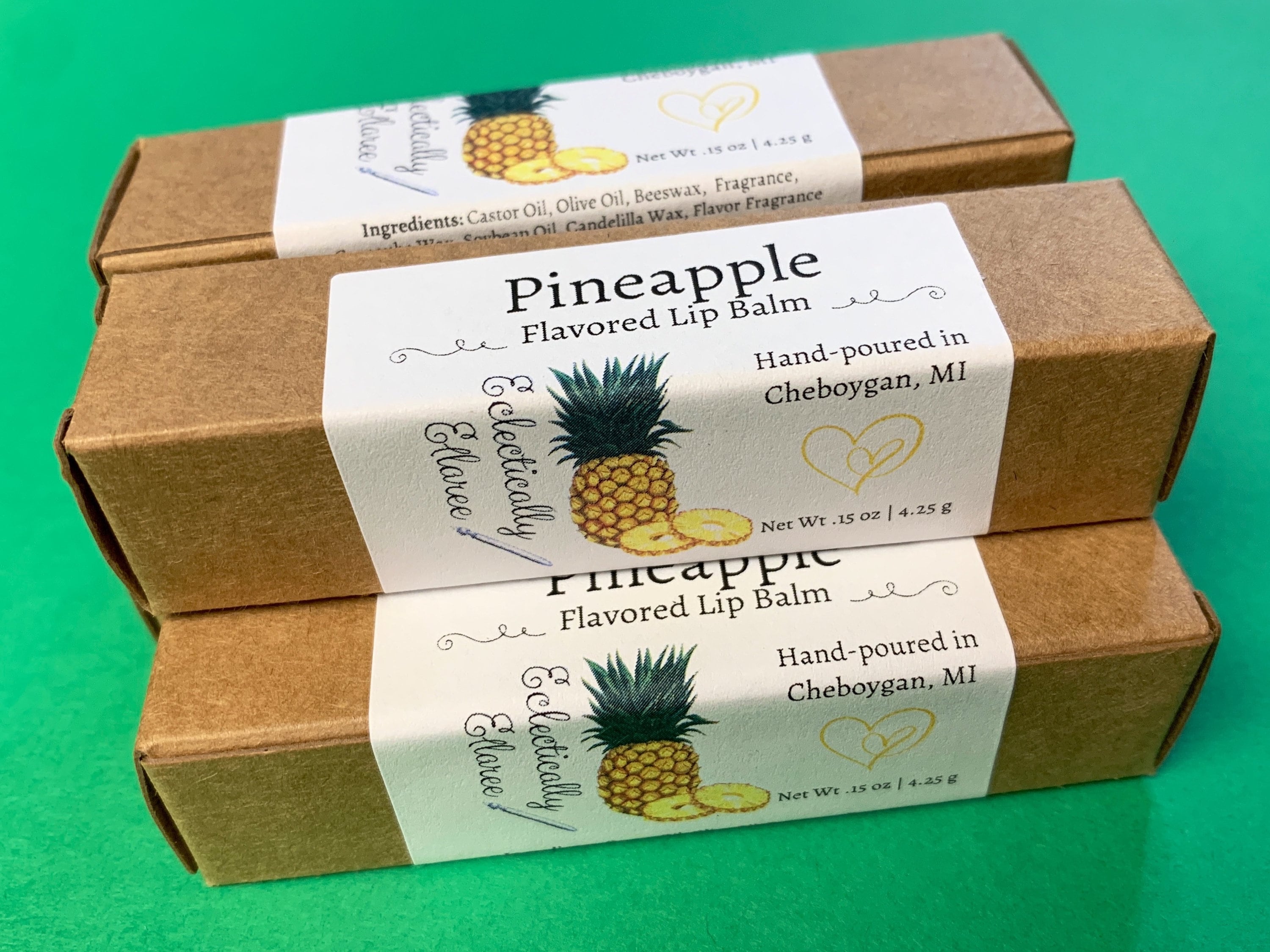 Pineapple Flavored Lip Balm, Tropical Flavor, Scented, Box Included ...