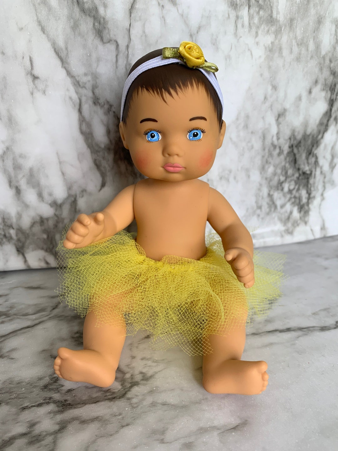 OOAK Custom Repainted Baby Doll, 8 Inch Mini, Yellow Ballerina Outfit ...