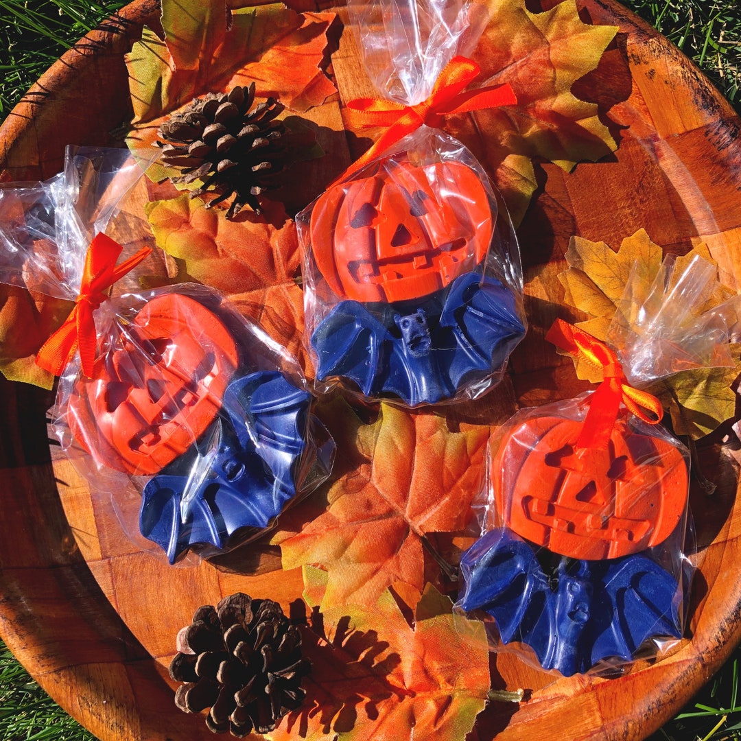 Halloween Jack-o-lantern and Bat Crayons, Kids, Shaped, Fun Holiday ...