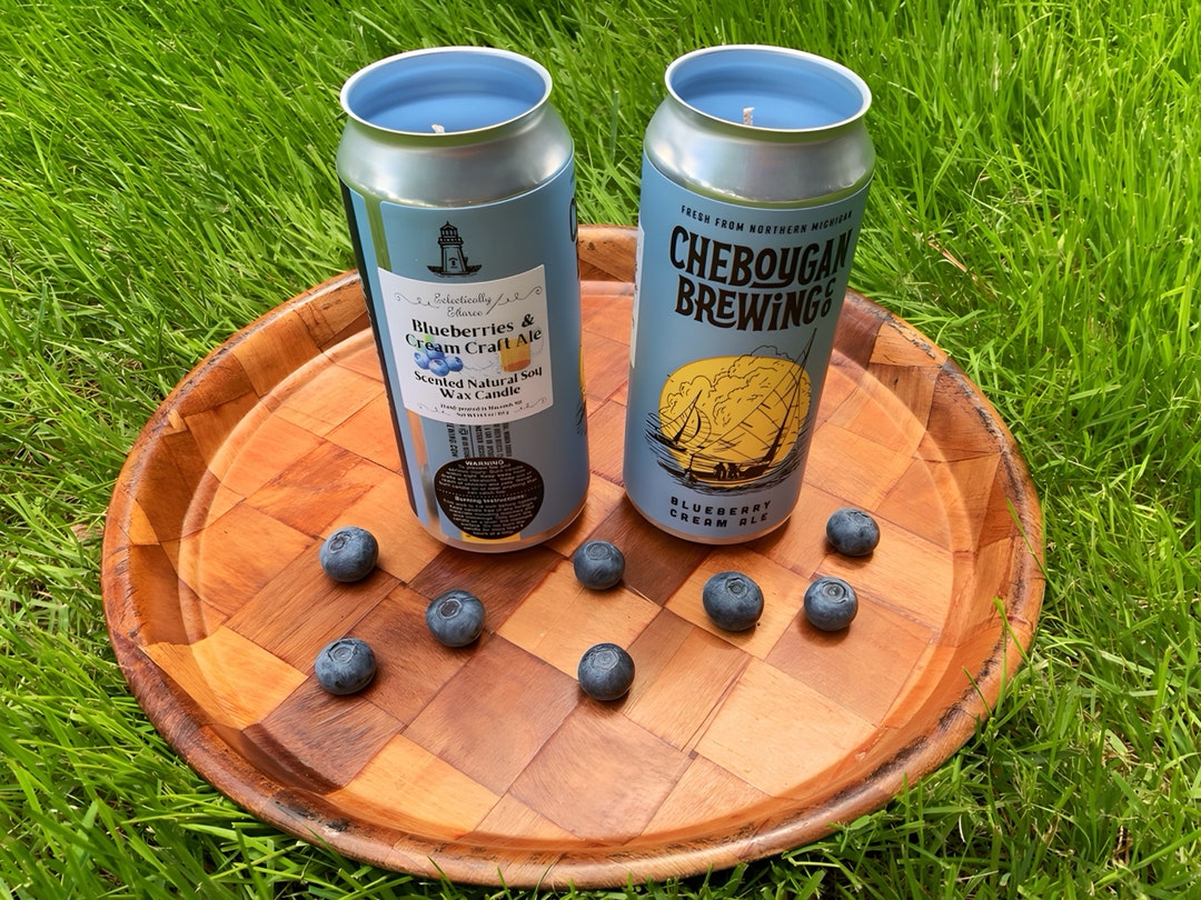 Blueberries and Cream Craft Ale Beer Can Soy Wax Candle, 14.5 Oz ...