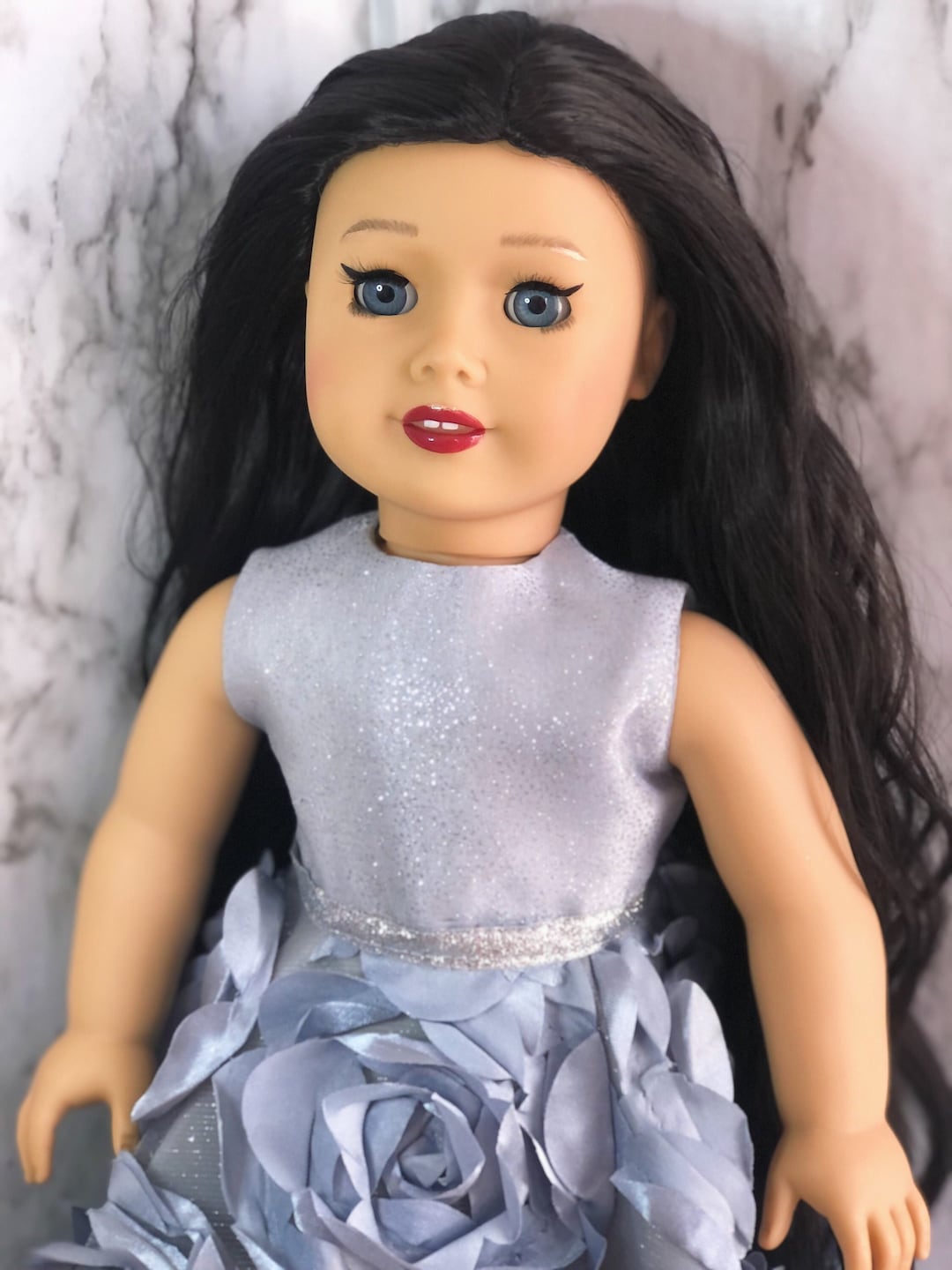 OOAK Custom Restored 18 Inch Art Doll "raven" Silver Evening Gown, Red ...