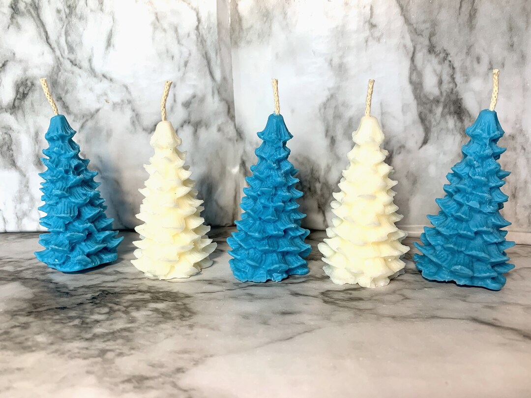 Christmas Tree Shaped Soy Wax Pillar Candles, Blue Spruce and ...