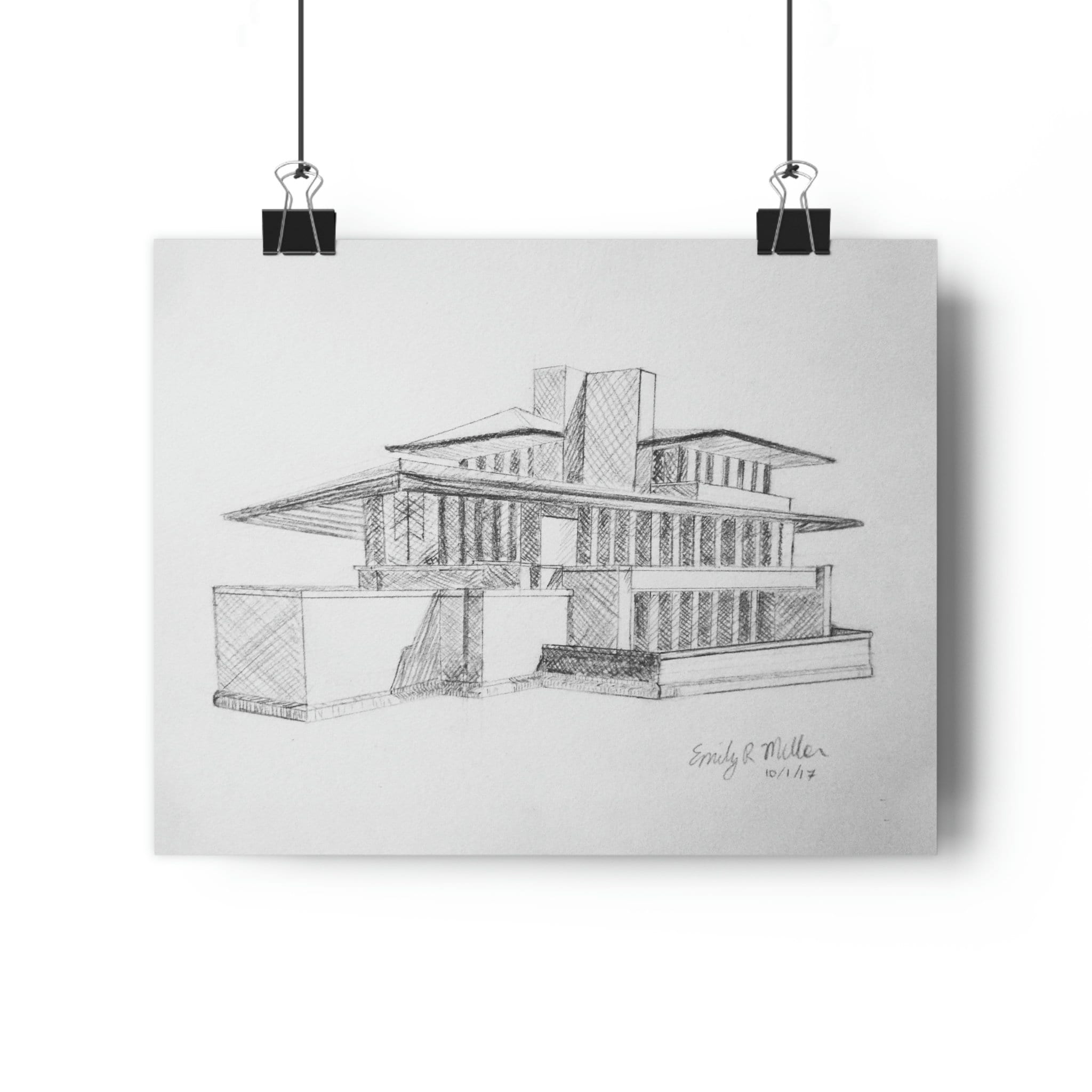 Frank Lloyd Wright Robie House Poster Print Original Graphite Line ...