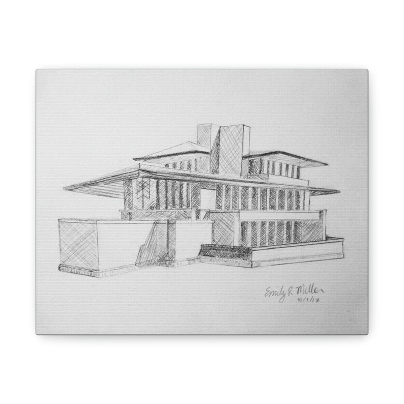 Frank Lloyd Wright Robie House Canvas Print Original Graphite Line ...