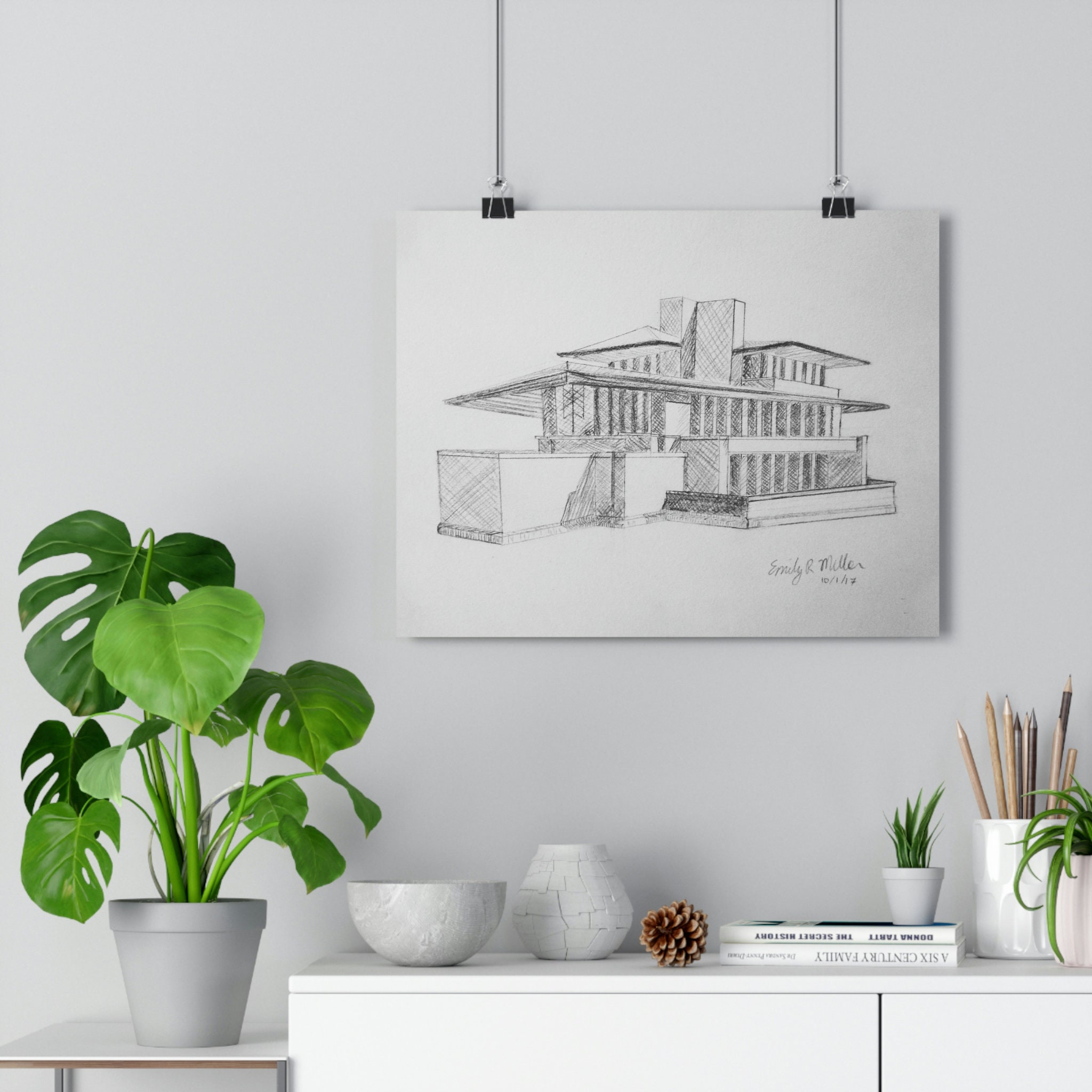 Frank Lloyd Wright Robie House Poster Print Original Graphite Line ...