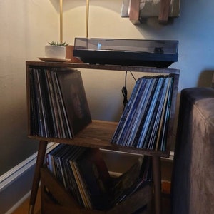 Mid Century Modern Vinyl Storage MCM Table for Record Player Stand ...