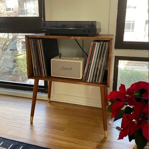 Mid Century Modern Vinyl Storage MCM Table for Record Player Stand ...
