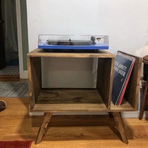 MCM Mid Century Modern Turntable Stand Solid Wood Table for Record ...