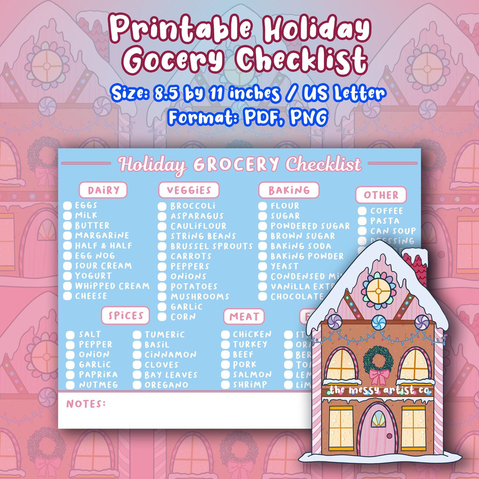 Printable Christmas Grocery List Downloadable Holiday List - Etsy