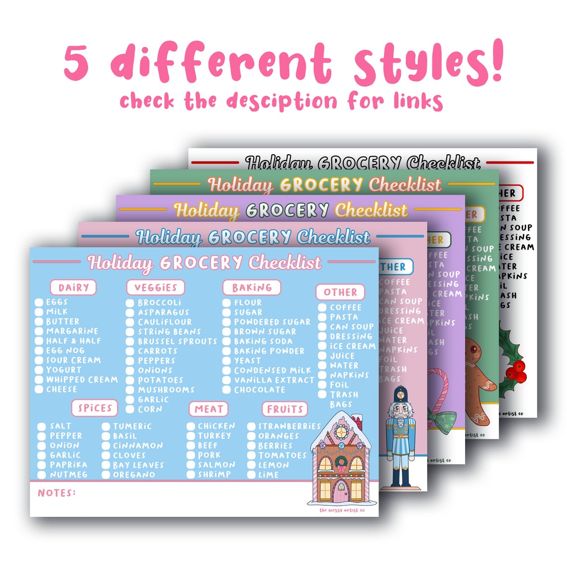 Printable Christmas Grocery List Downloadable Holiday List - Etsy