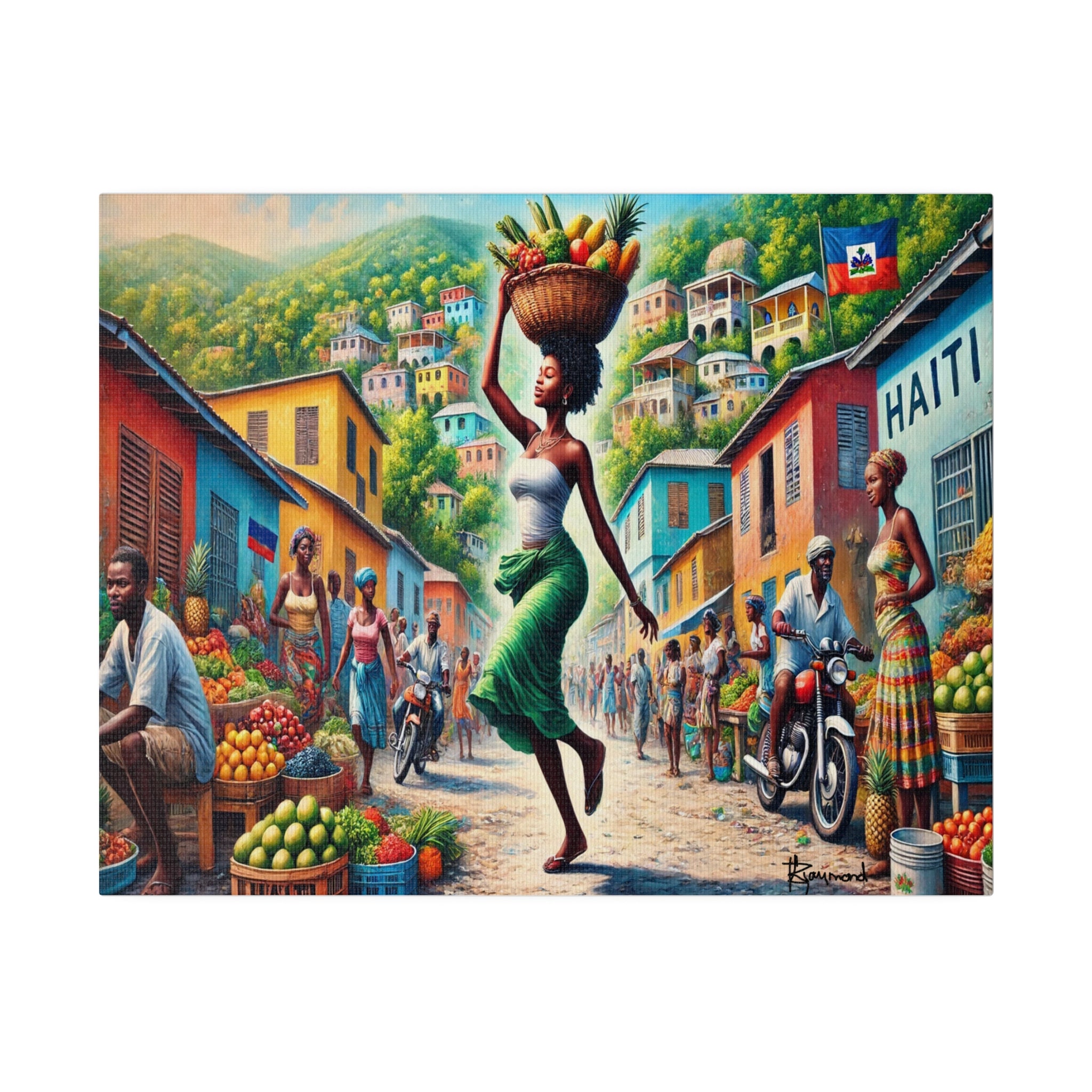 Haitian Art Print | Haitian Woman in Market | Haitian Street Printing ...