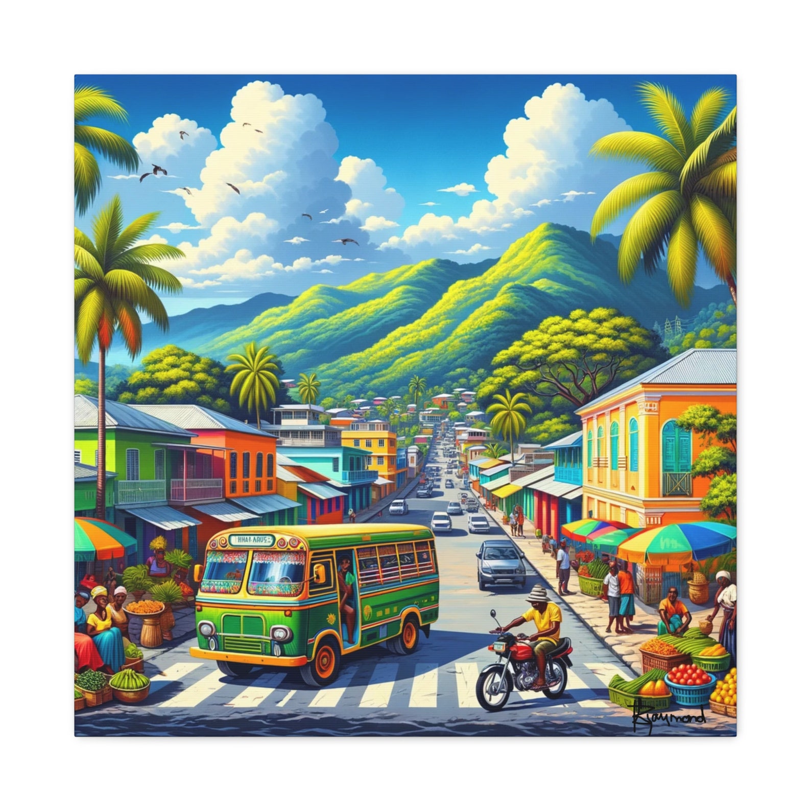 Haitian Street Painting, Haitian Art Print, Port Au Prince Haitian ...