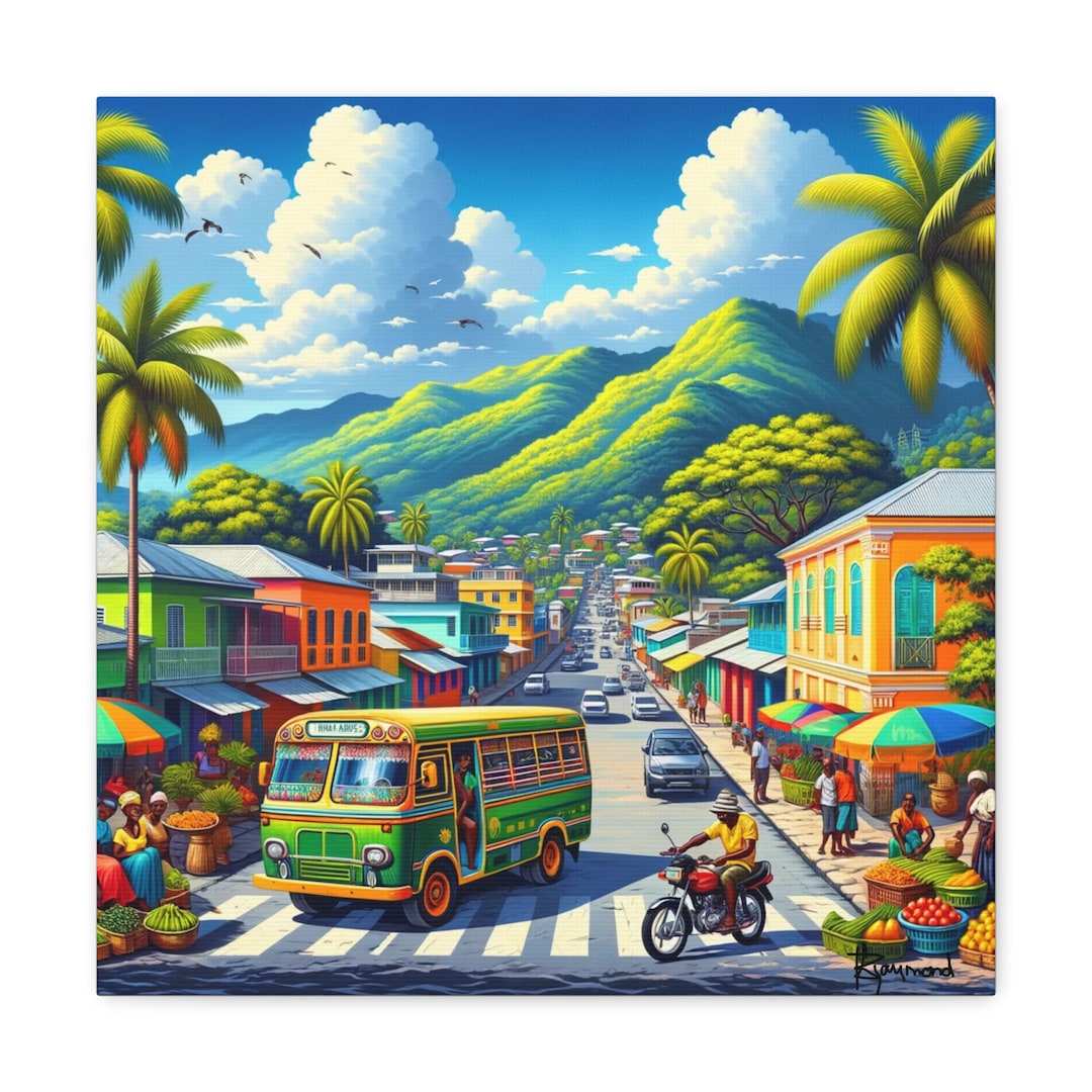 Haitian Street Painting, Haitian Art Print, Port Au Prince Haitian ...