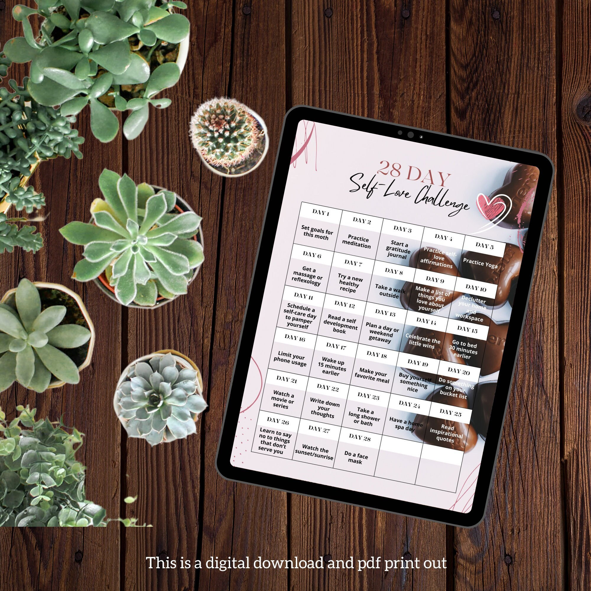 28 Day Self Love Calendar| SELF LOVE CHALLENGE - Etsy