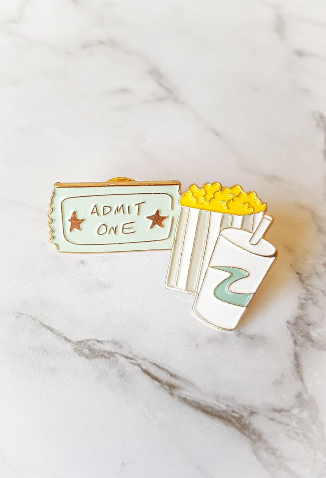 Movie Style Enamel Pin | Minimalist Pin | Lapel Pin | Popcorn & Movie ...