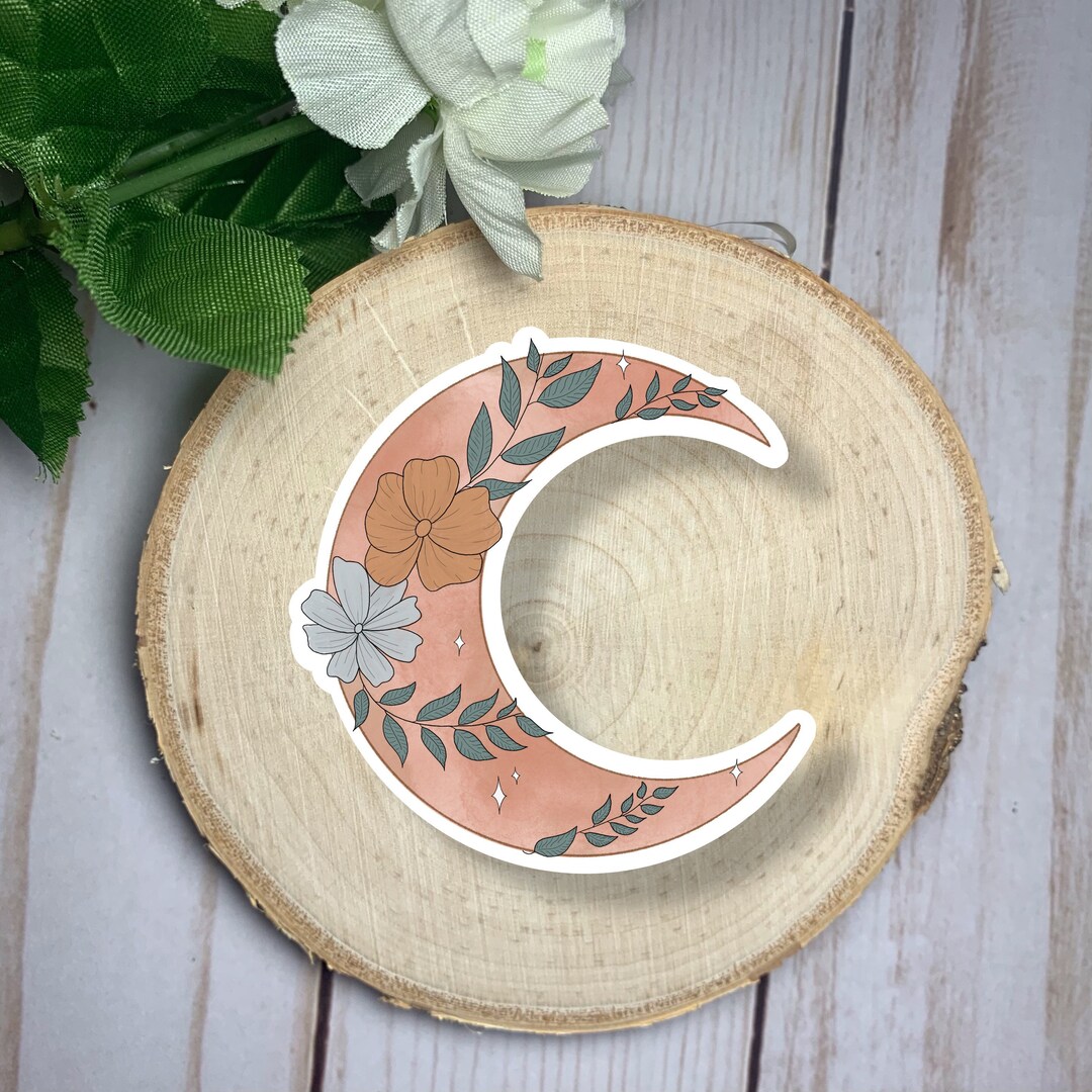 Floral Moon NO GEMS Waterproof Stickers Stickers Laptop - Etsy