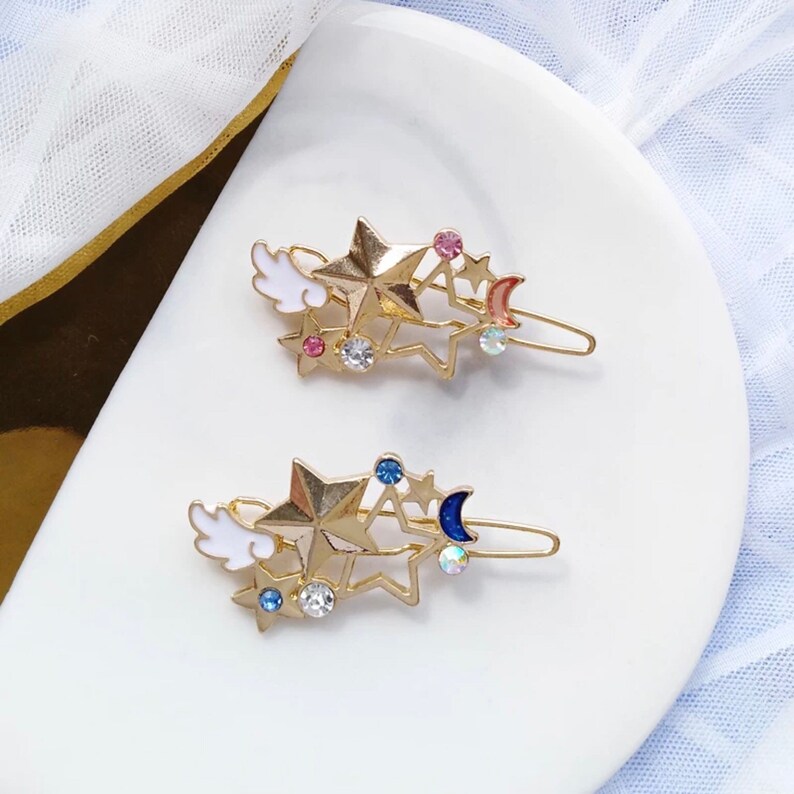 Star and Moon Hair Clip Hair Pin Celestial Hair Accessory - Etsy