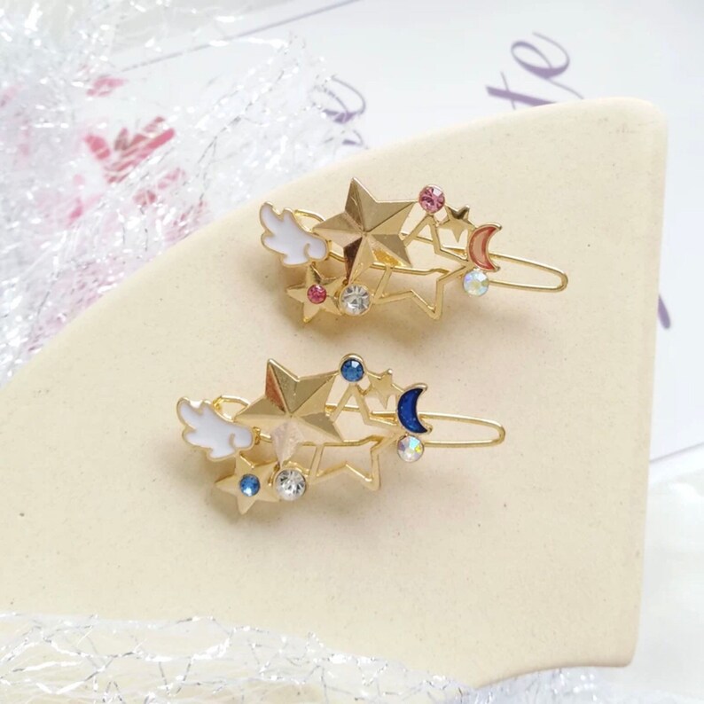 Star and Moon Hair Clip Hair Pin Celestial Hair Accessory | Etsy