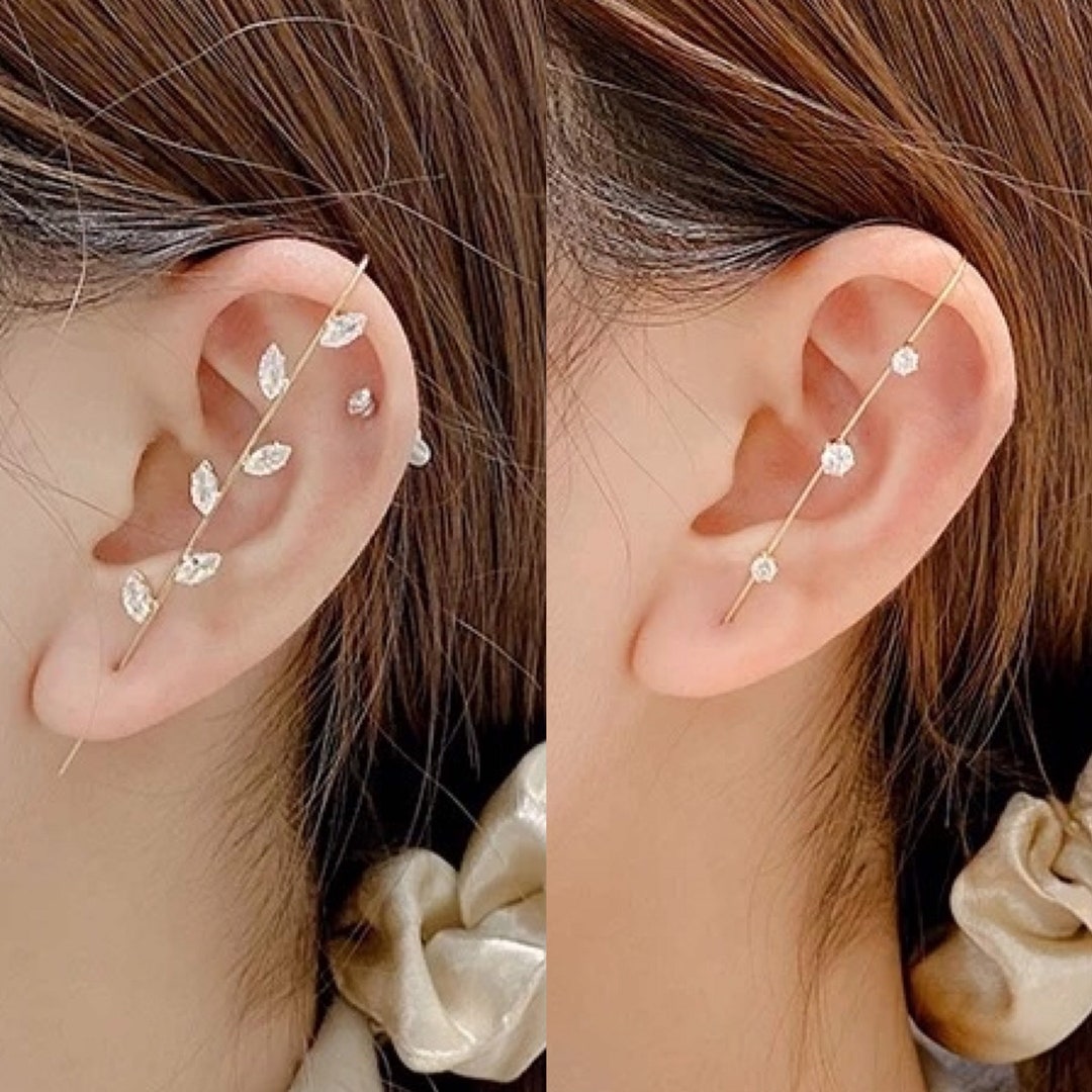 Long Arc Earrings Stick Earrings Arc Ear Threaders Earrings - Etsy