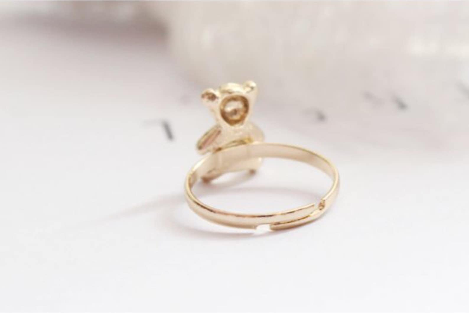 Teddy Bear Ring Silver or Gold Open End Adjustable Toy Bear | Etsy