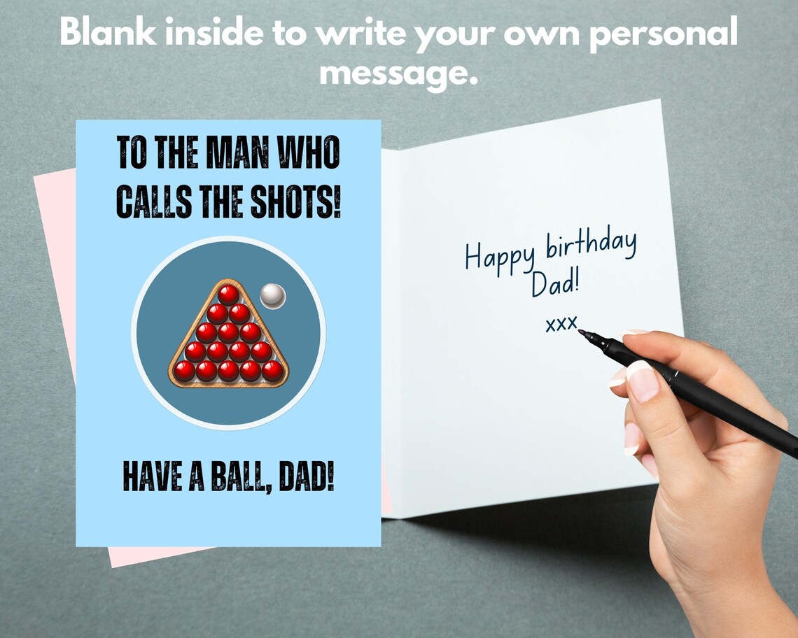 Birthday Card for Snooker Dad Pool Table Player Gift Billiard Cue ...