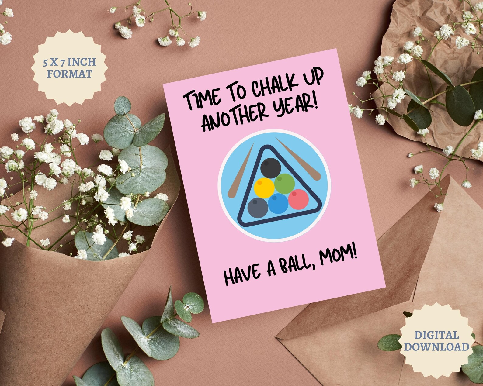 Birthday Card for Snooker Mom Pool Player Gift Billiard Cue Birthday ...