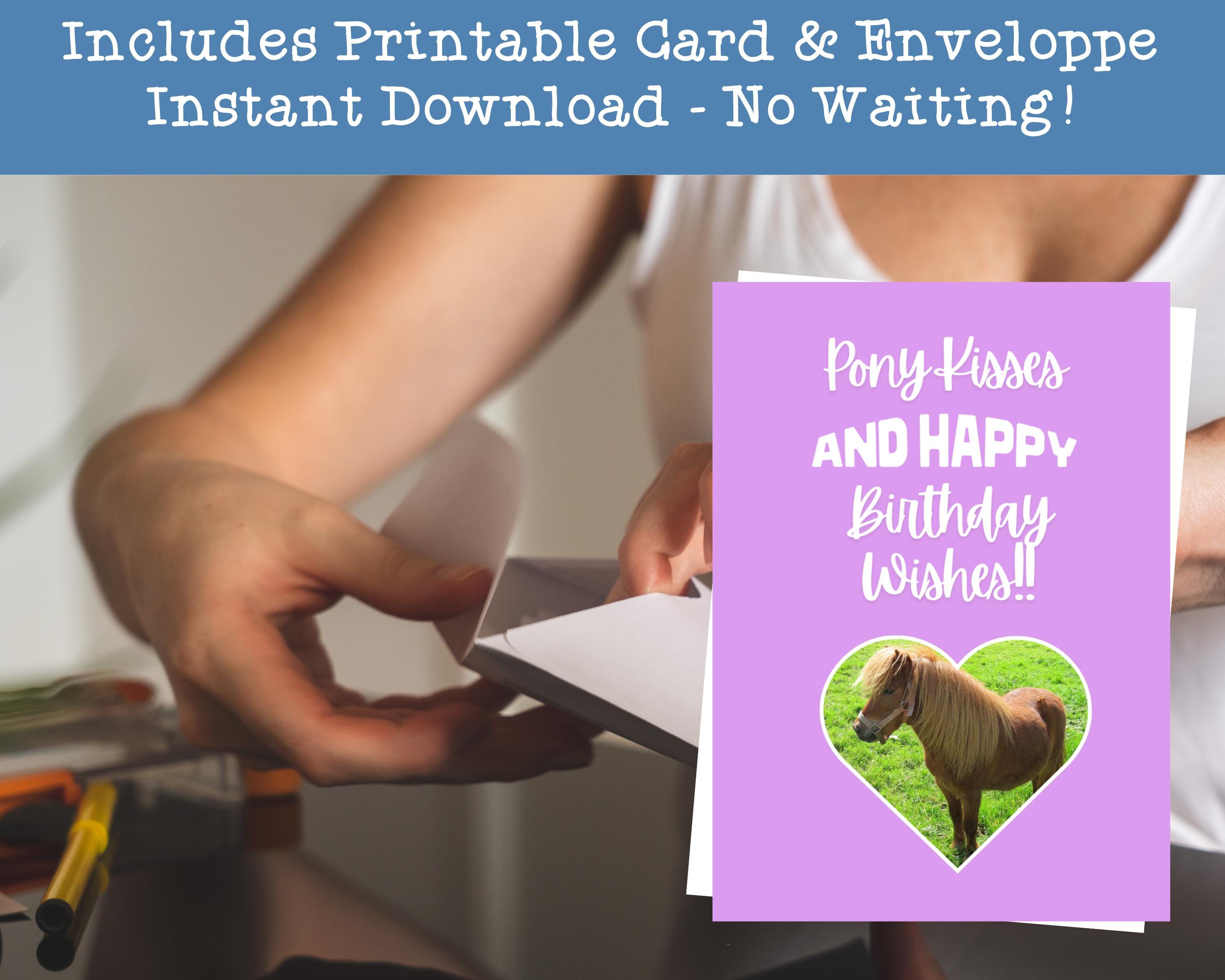 Printable Birthday Card for Pony Lover, Cute Little Horse Birthday Card ...