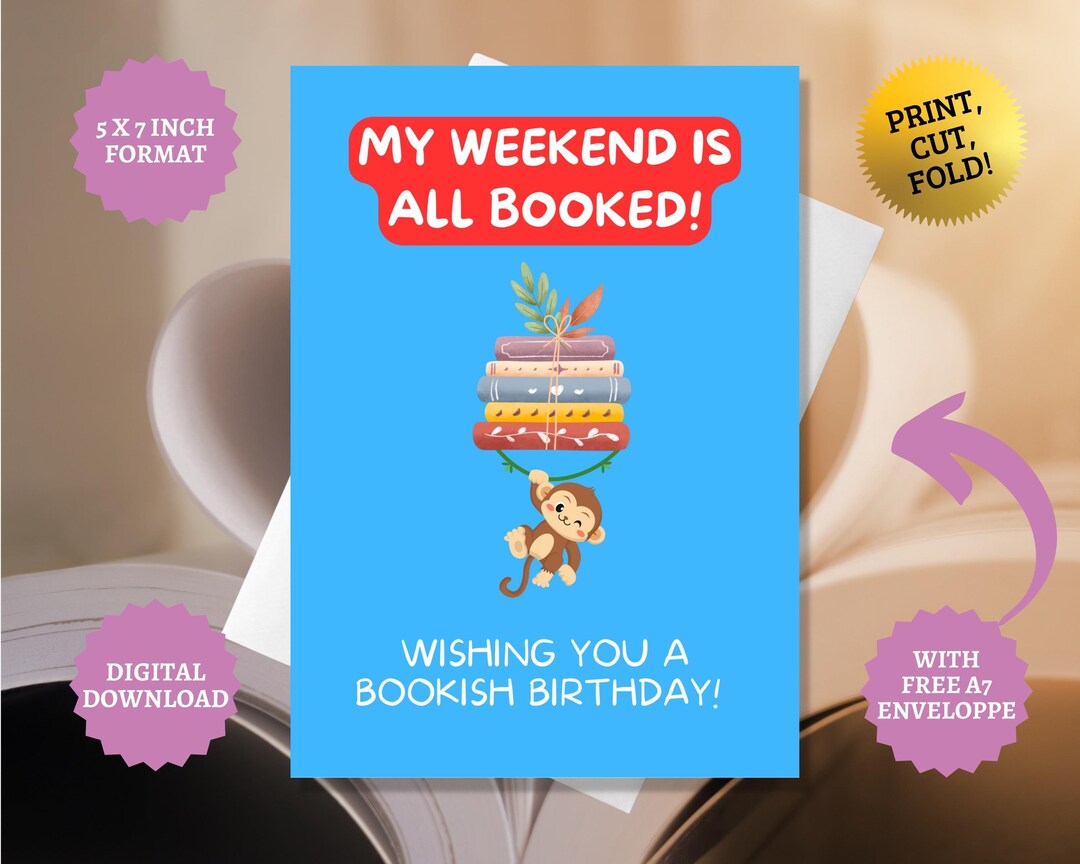 Funny Birthday Card for Book Lover Bookish Reader Gift Librarian ...