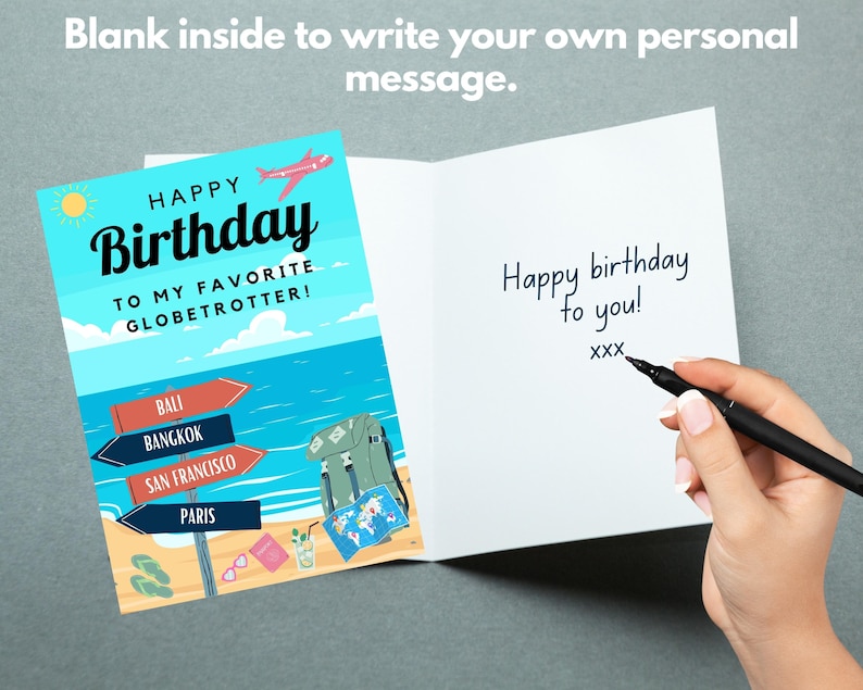 Traveler Birthday Card: Globetrotter Theme (digital Download) - Etsy