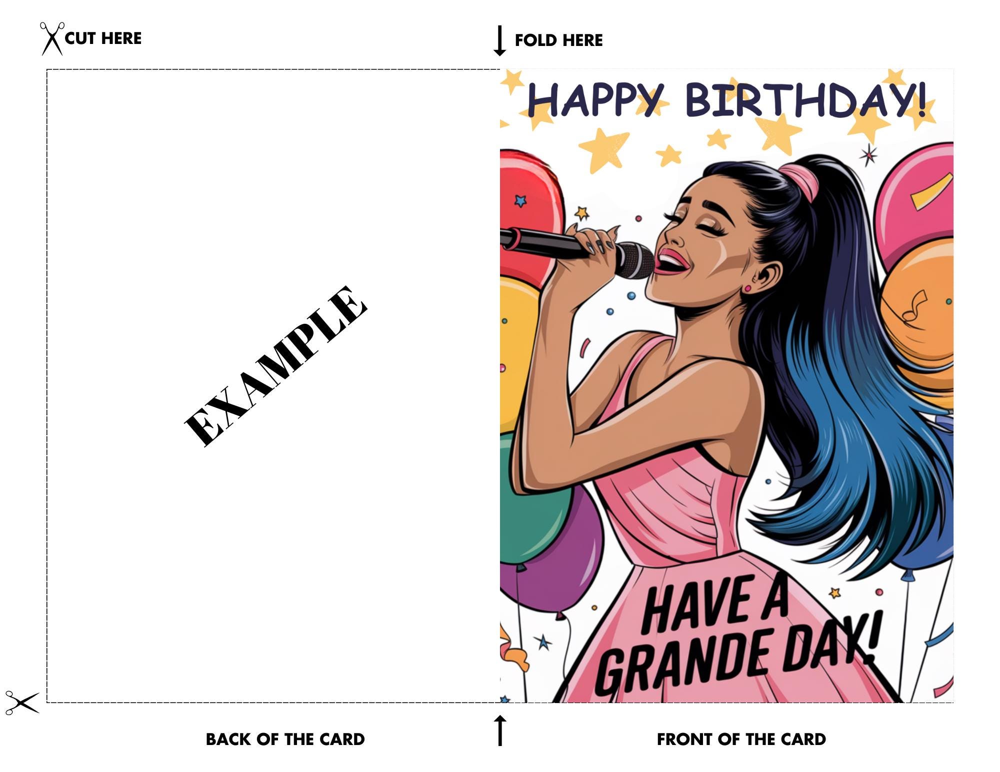 Ariana Grande Printable Birthday Card | Celebrity Card | Gift for Pop ...