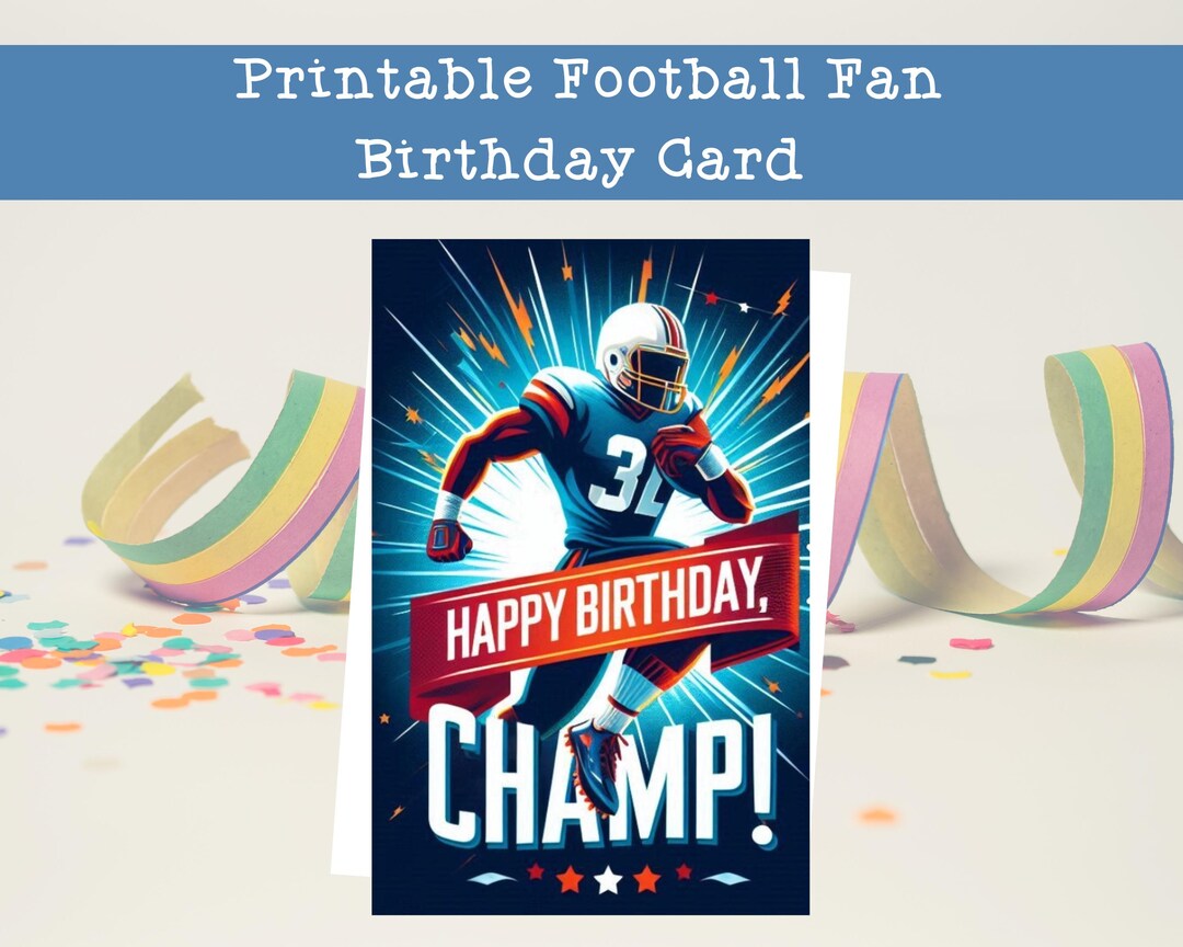 Football Fan Birthday Card: NFL Sports Theme (digital Download) - Etsy