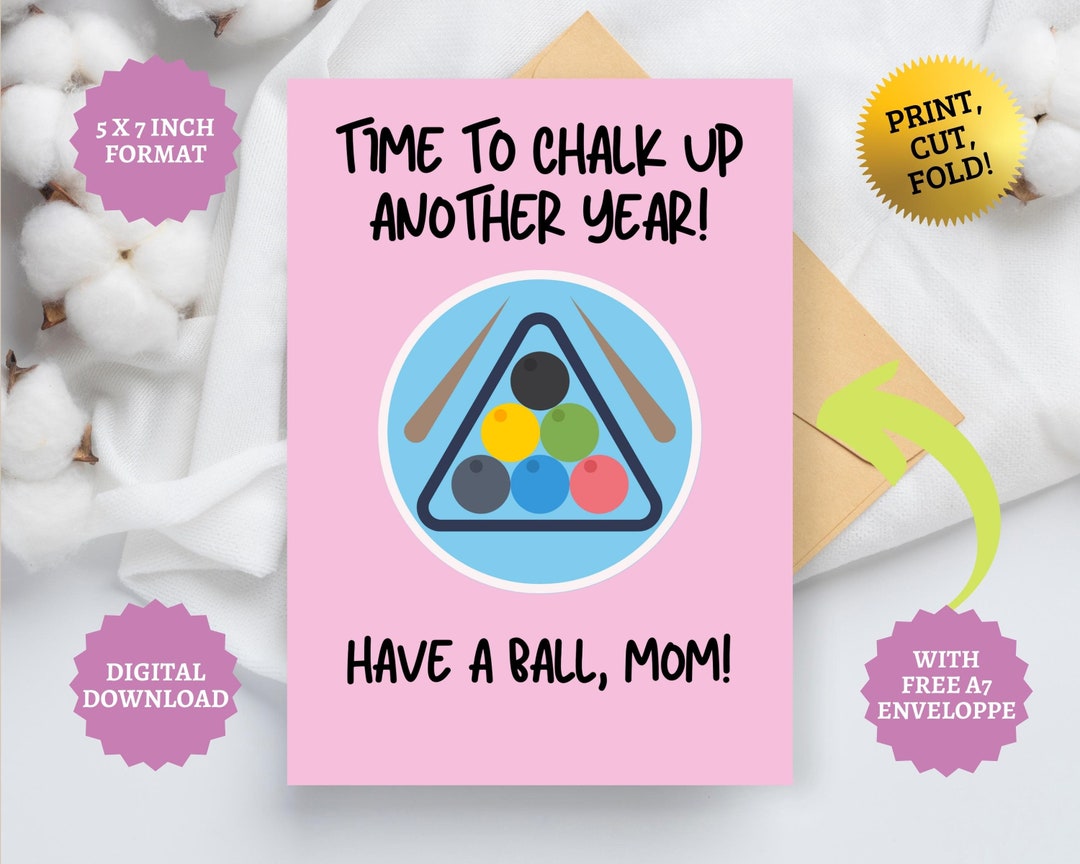 Birthday Card for Snooker Mom Pool Player Gift Billiard Cue Birthday ...